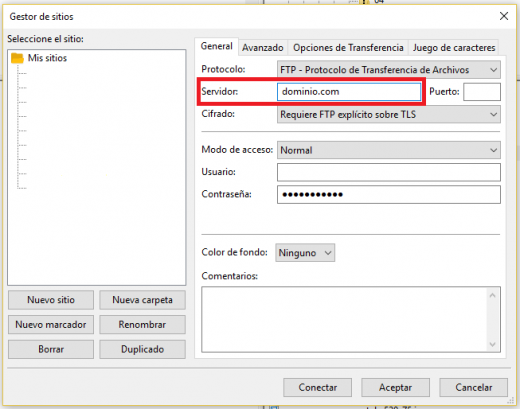 FTP explícito sobre TLS - Conexión segura en FileZilla